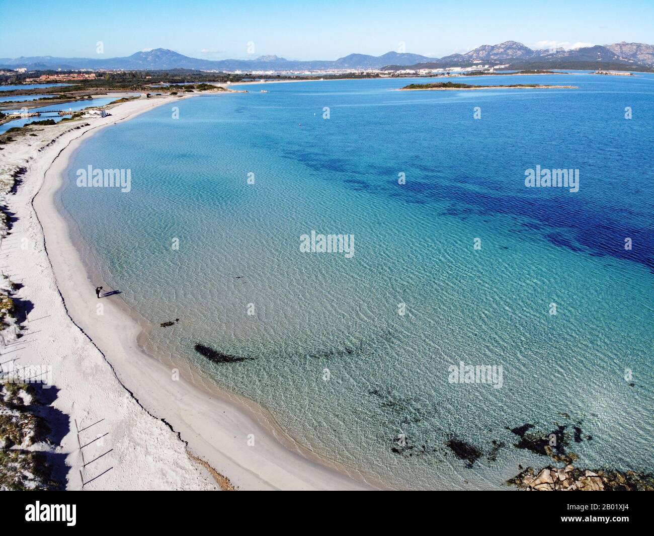 Aerial View of Marina Maria beach, wonderful place in North Sardinia ...