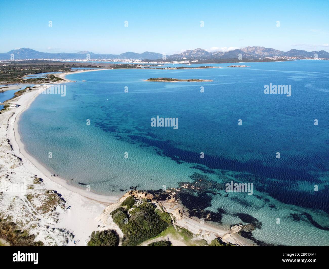 Aerial View of Marina Maria beach, wonderful place in North Sardinia ...