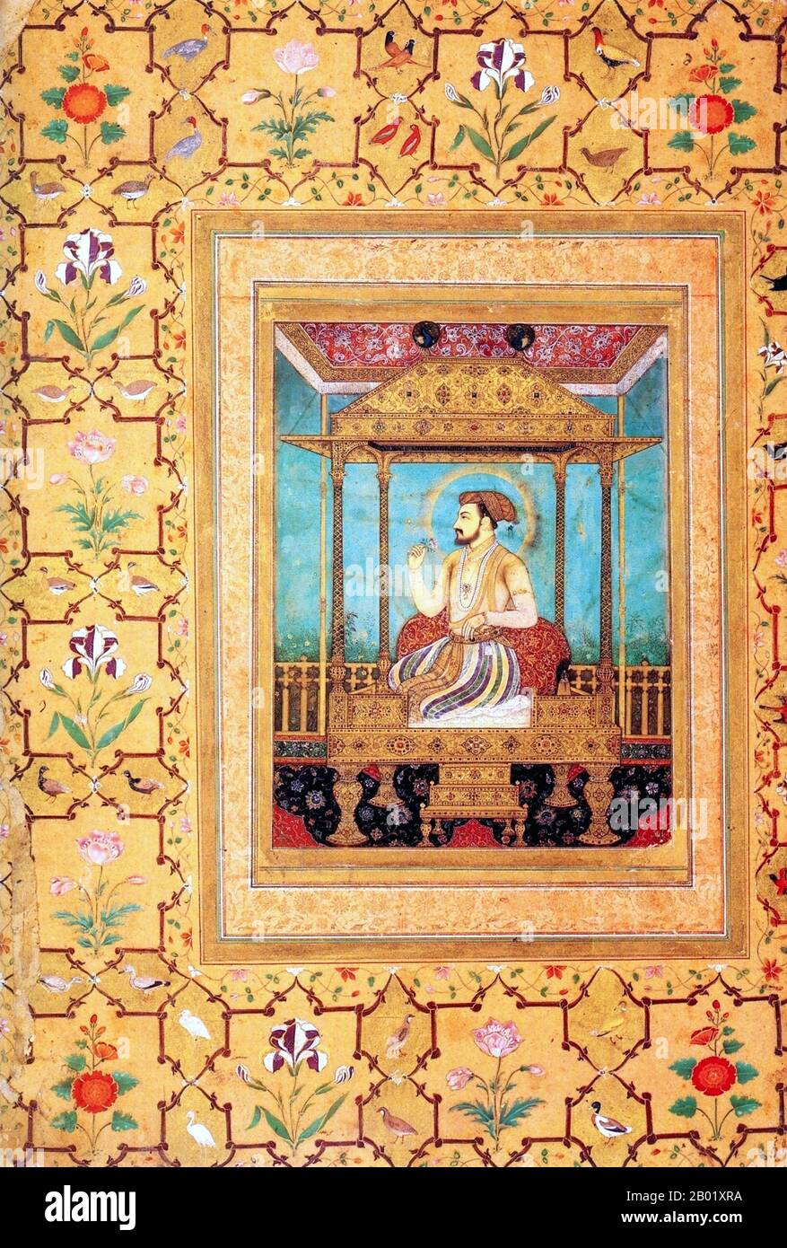 India: The 5th Mughal Emperor Shah Jahan (1592-1666) seated on the ...
