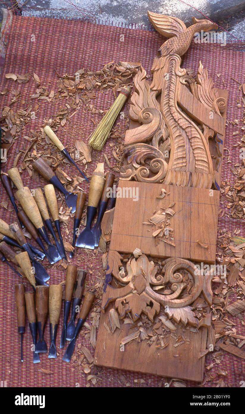 Thailand: A woodcarver's tools at Wat Phra Kaeo Don Tao, Lampang ...