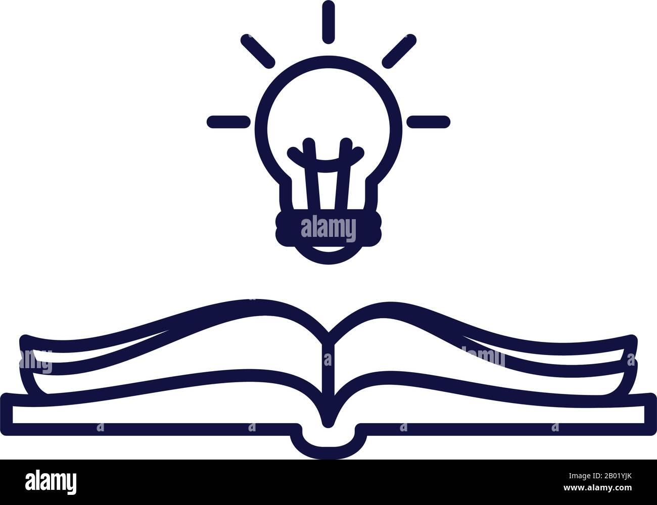 Open book and light bulb line style icon design, Education literature ...