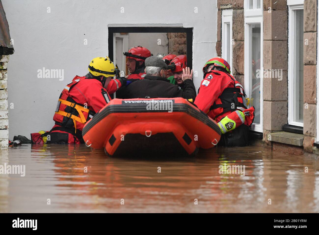 Mountain Rescue team members rescue Peter Morgan from his house where ... Mountain Rescue team members rescue Peter Morgan from his house where ...