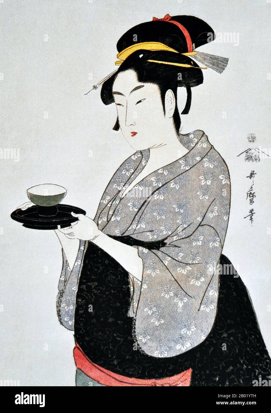 Japan: Portrait of Naniwaya Okita, a beauty who worked in a tea house ...