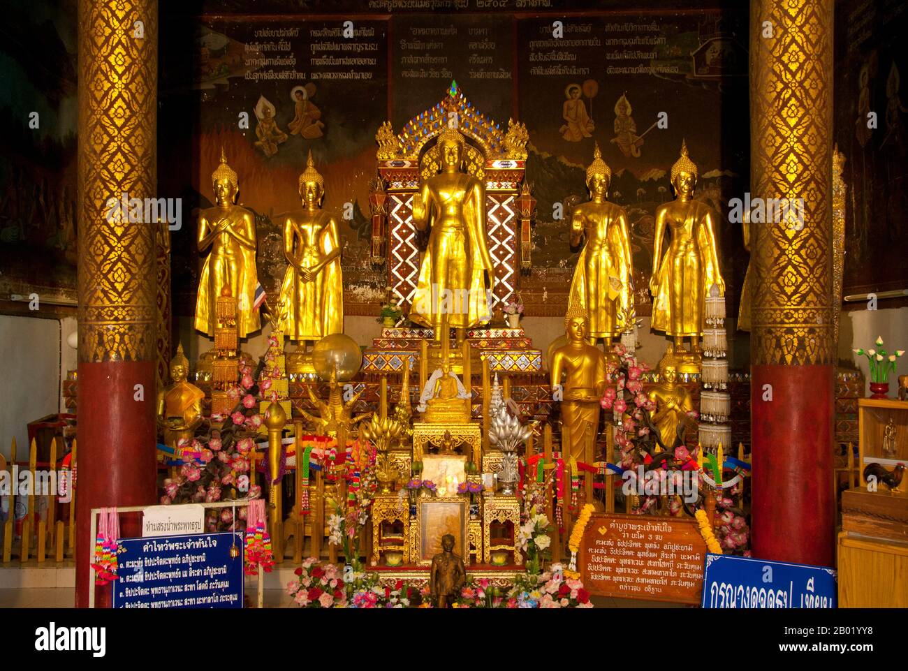Thailand: Standing Buddhas in the Viharn Tha Chai at Wat Phra That ...