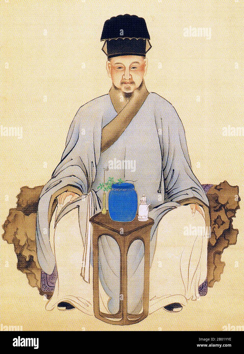 Japan: A portrait of the Chinese 'Tea Sage' Lu Yu (733-805). Hanging ...