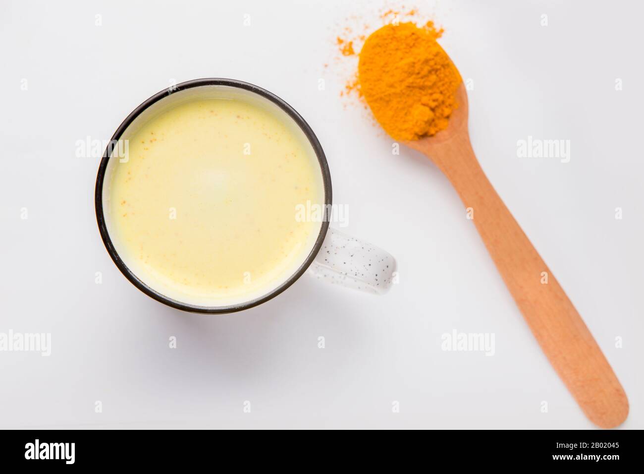 Healthy ingredients for making turmeric milk with powder Stock Photo ...