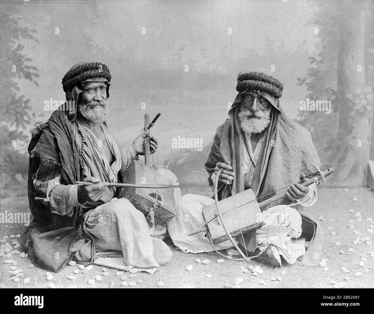 Arabia: Bedouin violin players. Photo by Félix Bonfils (1831-1885), c ...