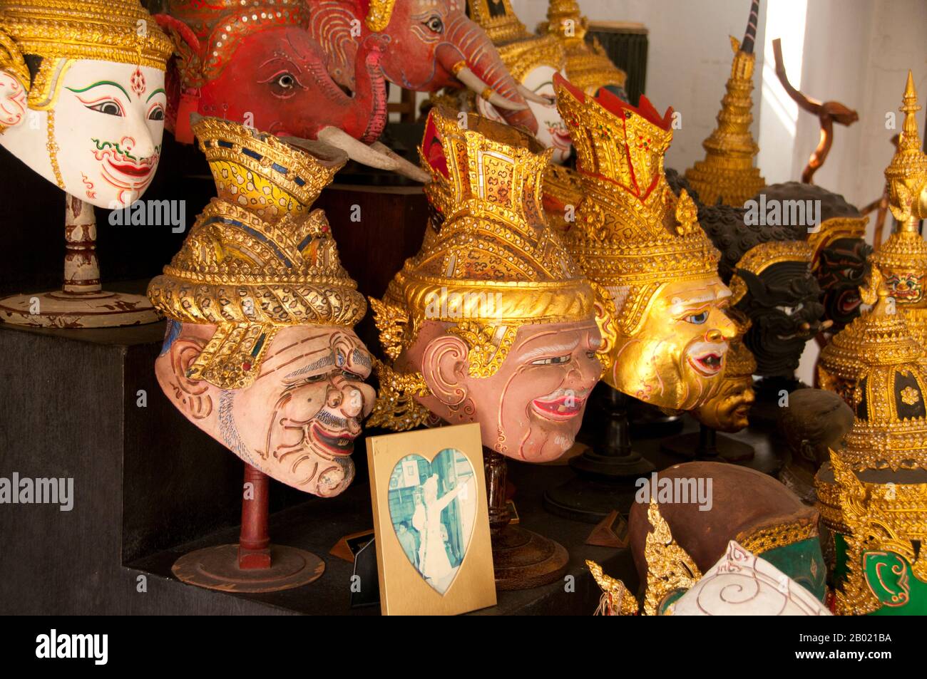 Thailand: Khon masks used for traditional Thai drama, Patravadi Theatre ...