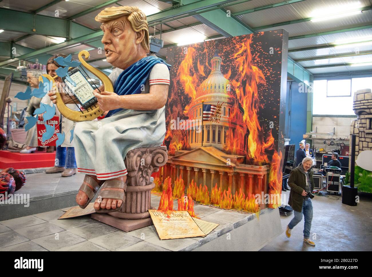 Mainz, Germany. 18th Feb, 2020. US President Donald Trump as the harp ...