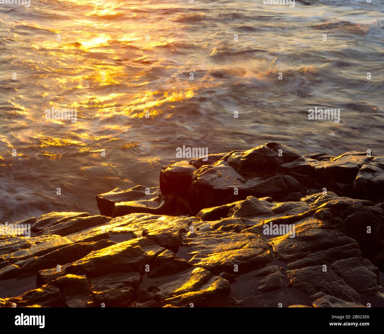 The black granite rocks of Craster, Northumberland, England Stock Photo ...