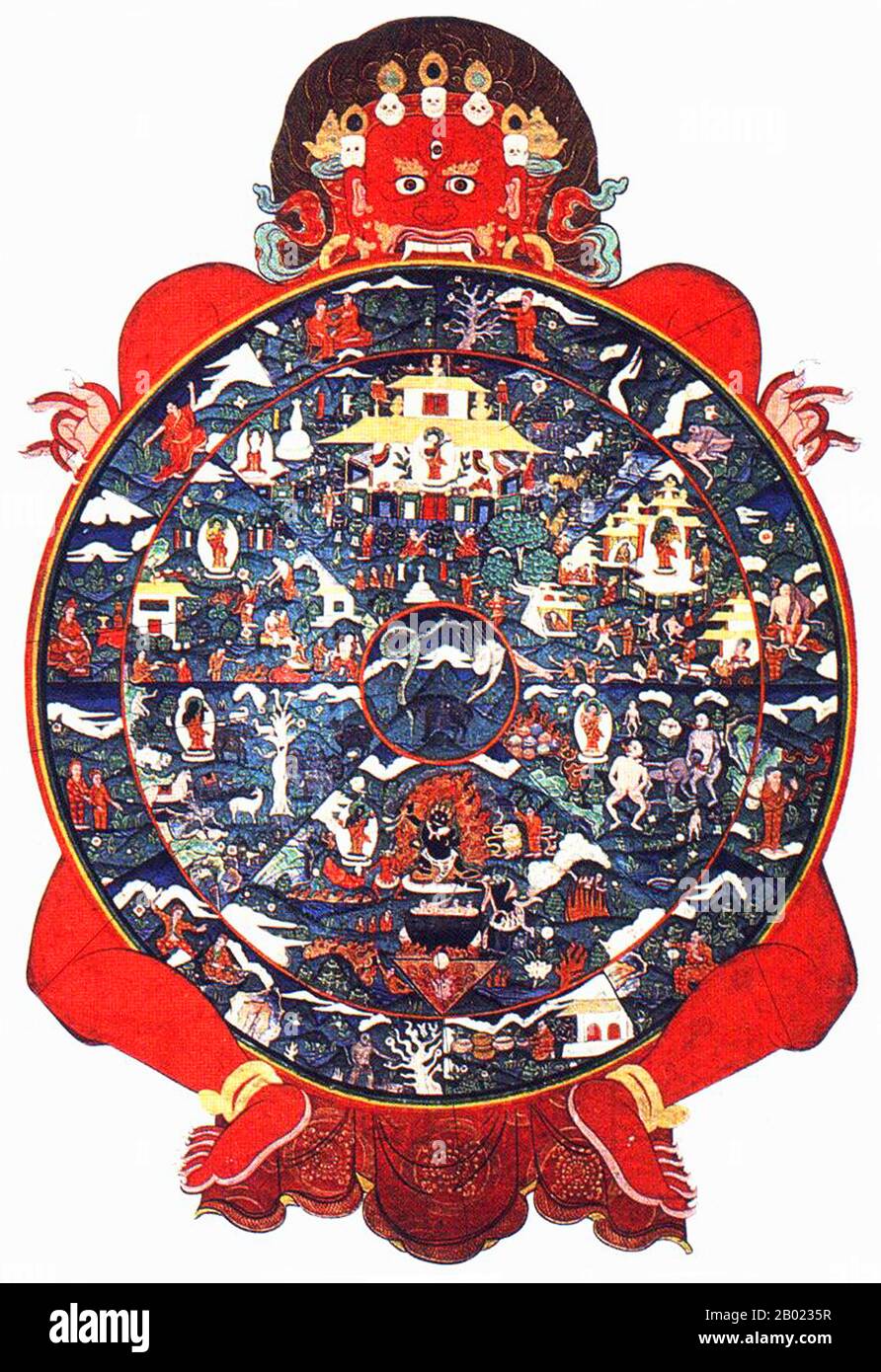 China/Tibet: The Lord of Death (Red Yama/Marana) consuming all planes ...
