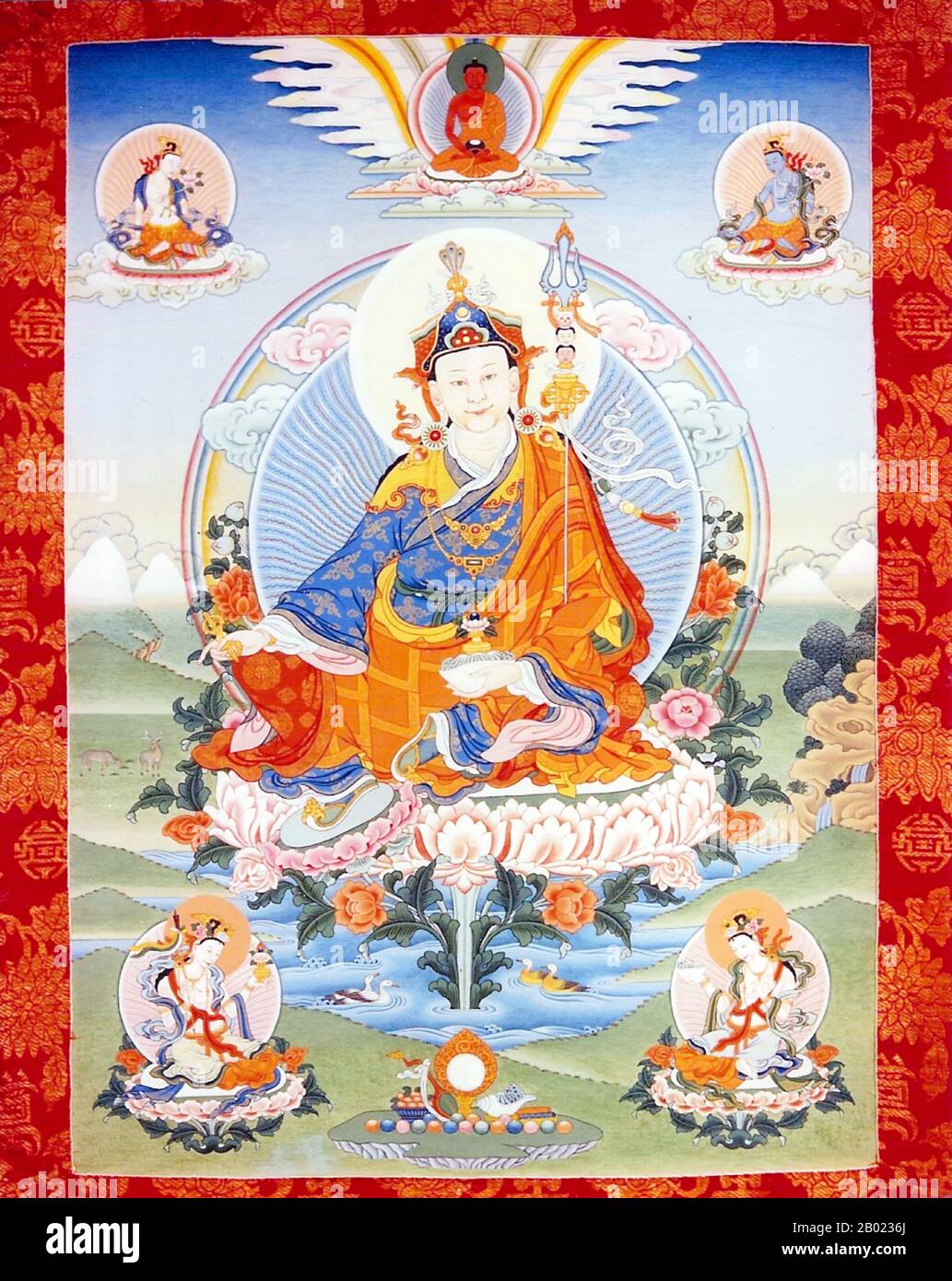 China/Tibet: Thangka/thanka painting of Padmasambhava or Guru Rinpoche ...