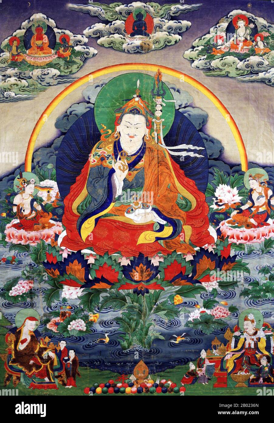 China/Tibet: Thangka/thanka painting of Padmasambhava or Guru Rinpoche ...