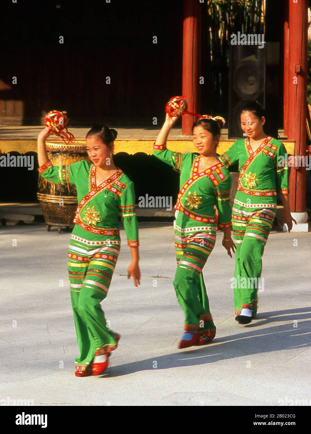 China: Young Zhuang women dancing at the Guangxi Provincial Museum ...