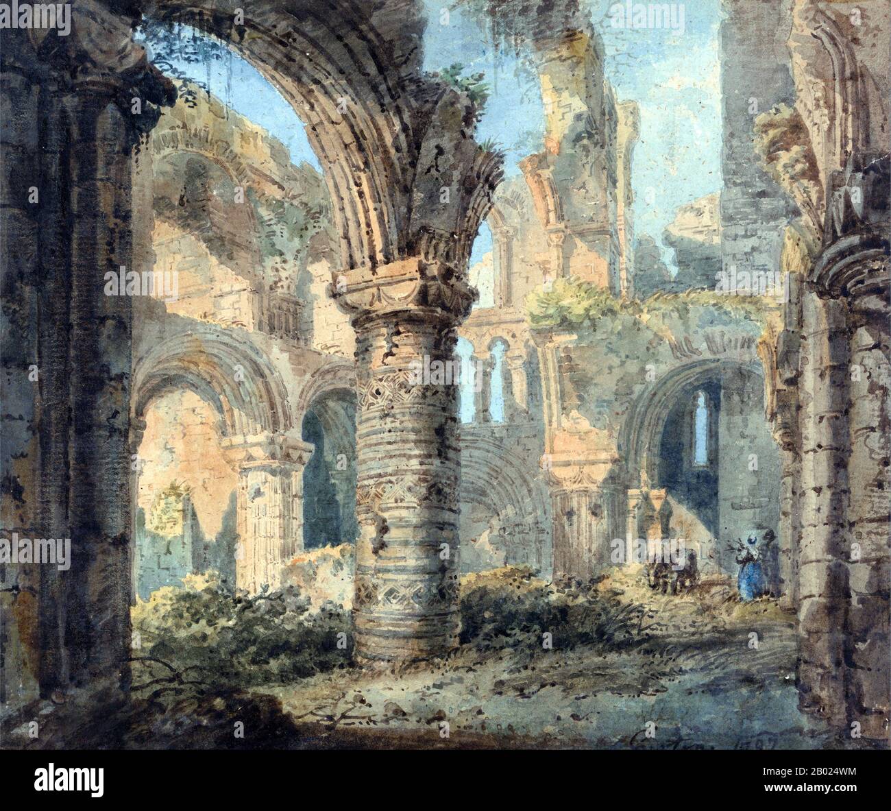 England/UK: 'St Cuthbert's Holy Island'. Watercolour painting by Thomas ...