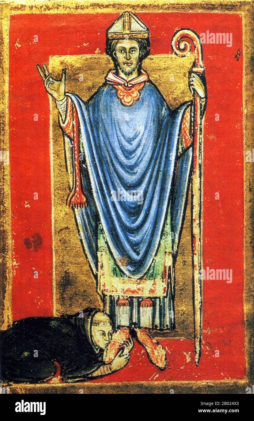 England/UK: St Cuthbert represented in a 12th century manuscript of ...