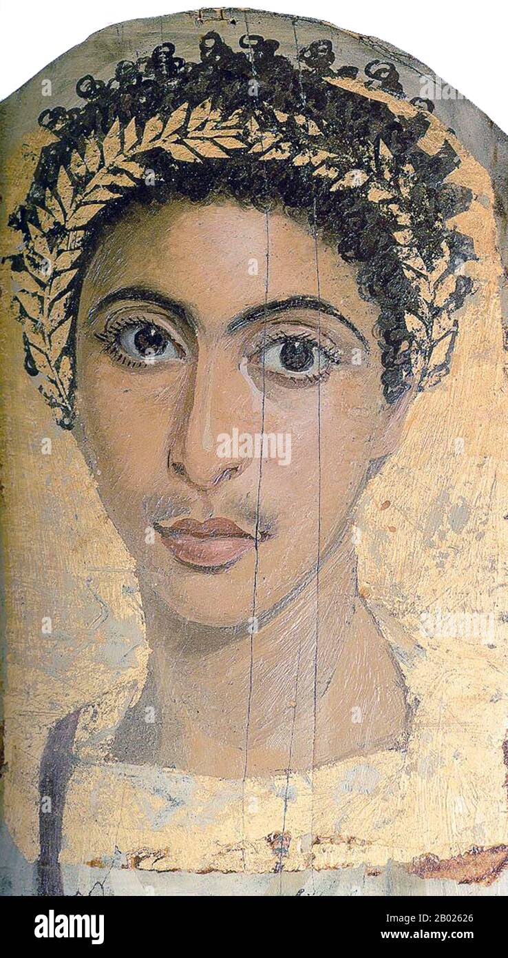 Egypt: Mummy portrait of a young man in Roman clothing, probably from ...