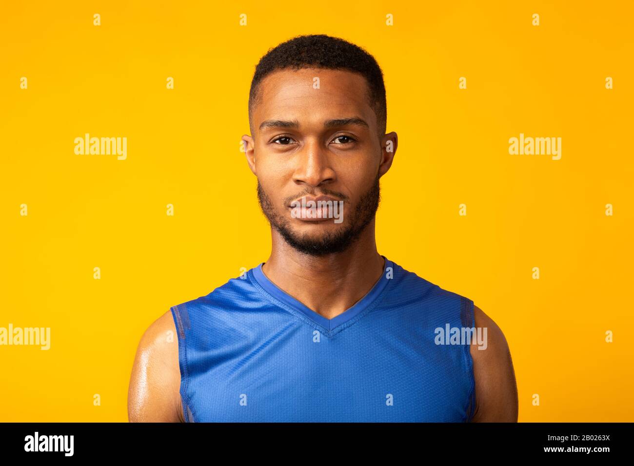 Front view portrait of determined black sportsman Stock Photo - Alamy