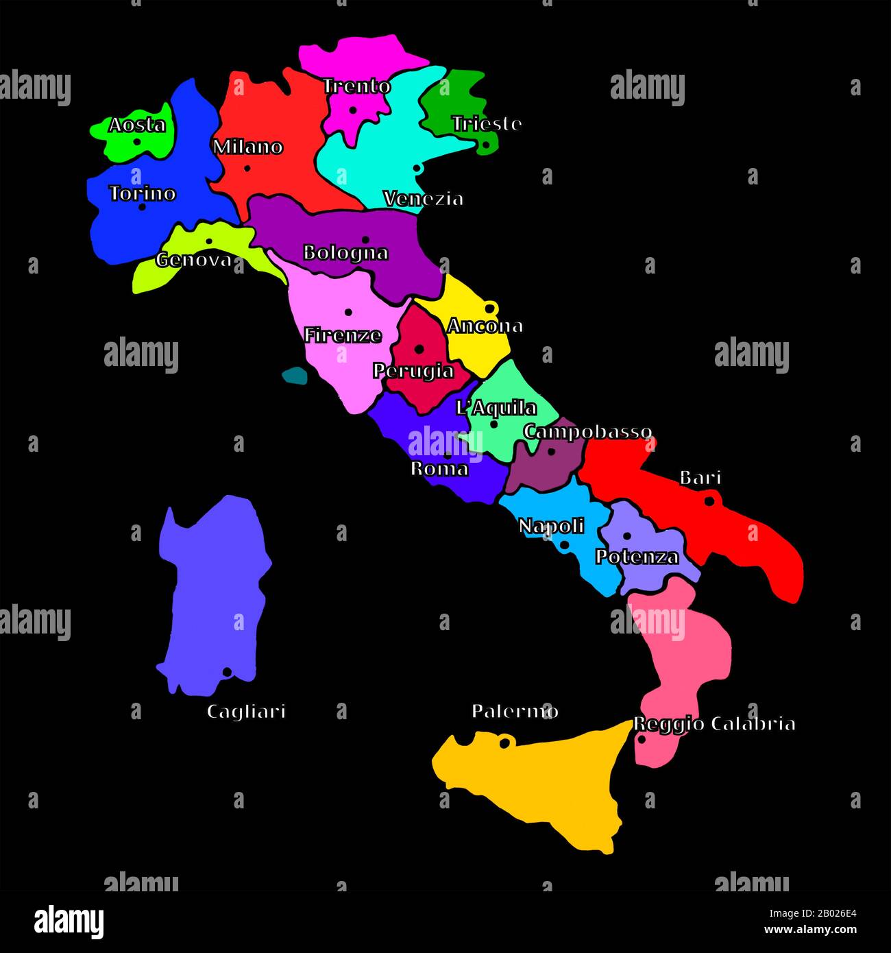 Map of Italy bright graphic illustration. Handmade drawing with map ...