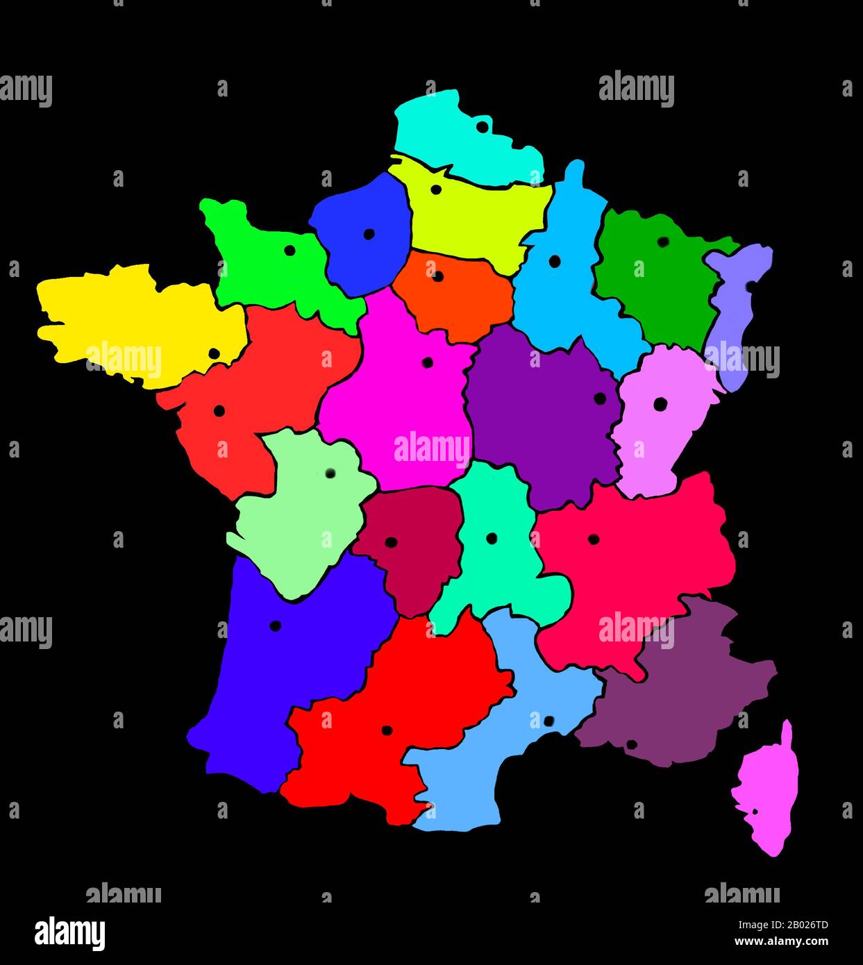 Map of France bright graphic illustration. Handmade drawing. Colorful ...