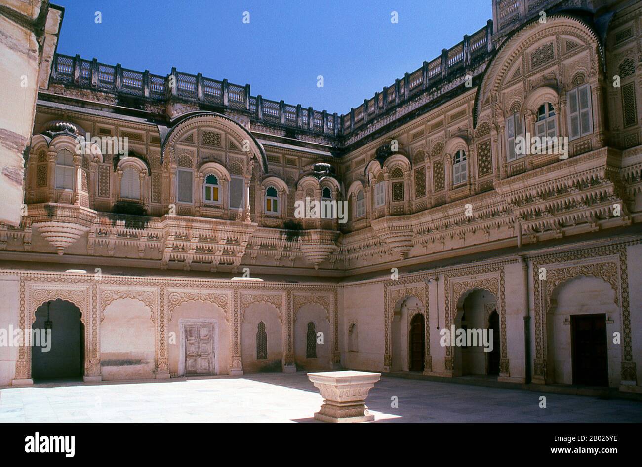 India: Palace courtyard and apartments, Mehrangarh Fort, Jodhpur ...