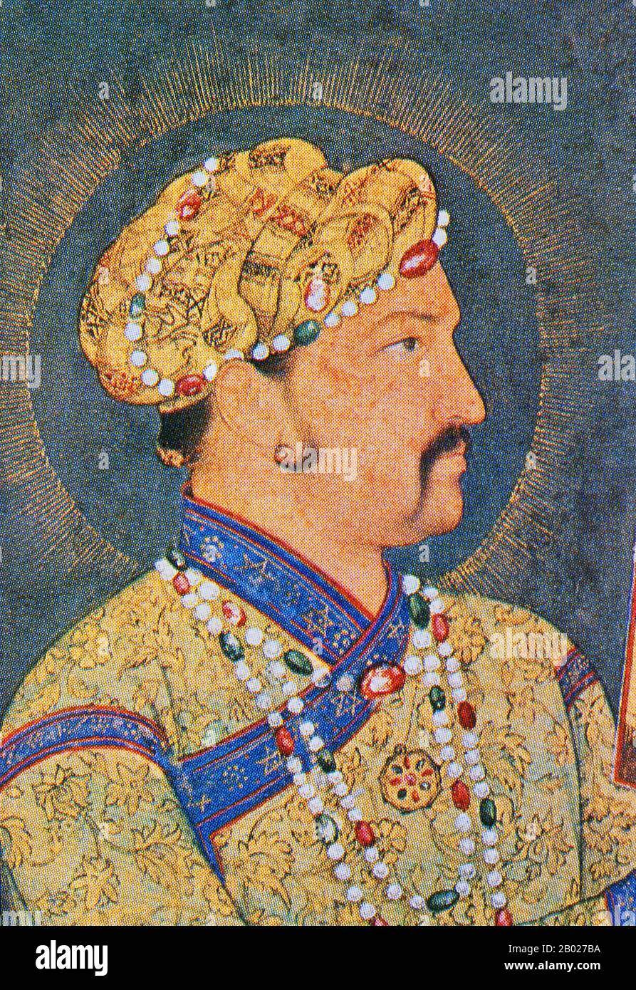 India: Portrait of the 4th Mughal Emperor Jahangir (20 September 1569 ...