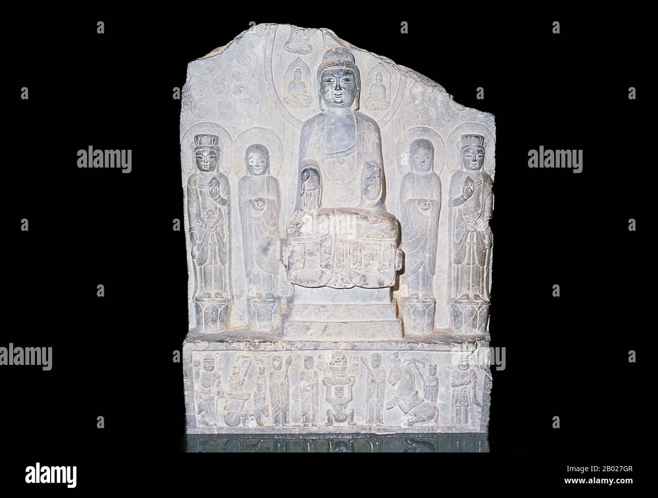 China: Stone Buddha stele, Northern Qi Dynasty (550-577 CE), Shanghai ...