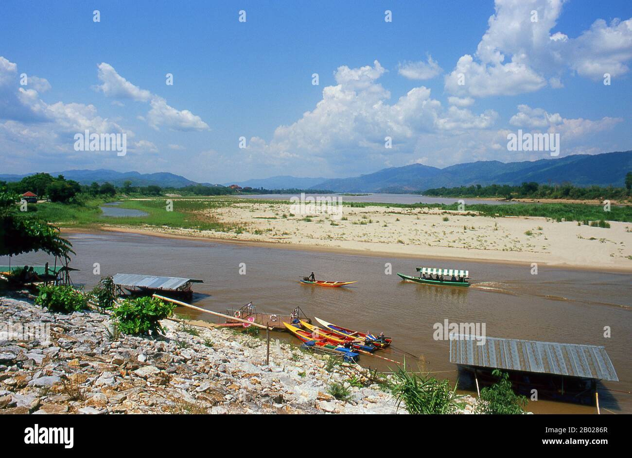 Thailand: The Ruak River joins the Mekong River at Sop Ruak (the heart ...