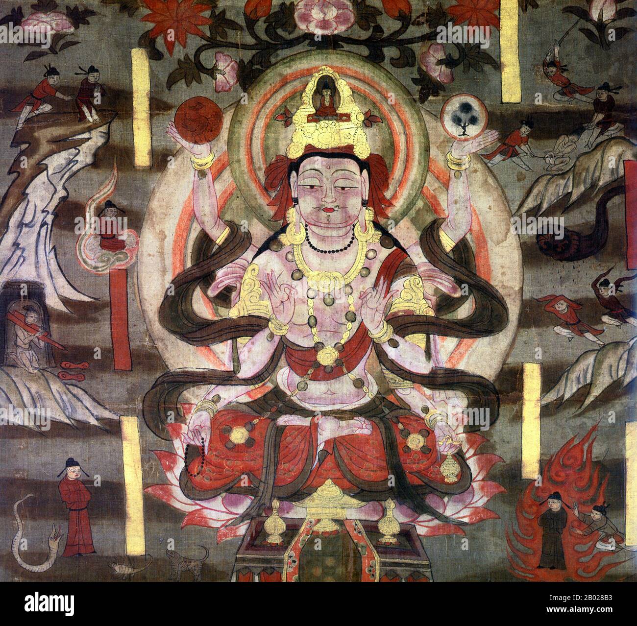 China: The six-armed bodhisattva Avalokitesvara as saviour. Hanging ...
