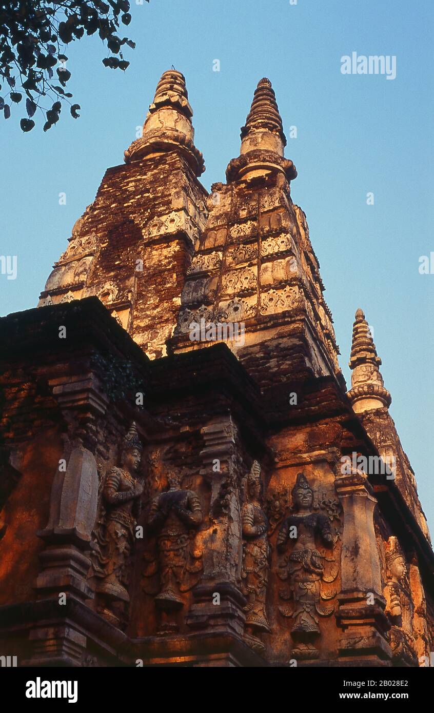 Thailand: Stucco thewada (angels) adorn the Maha Chedi (Great Chedi ...