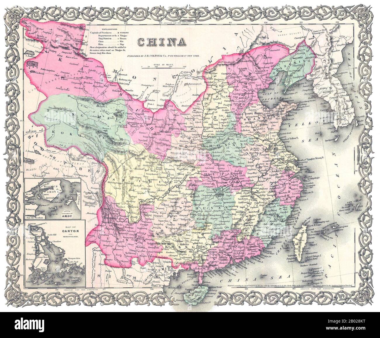 China: Map of China with detailed inset maps of Amoy and Canton between ...