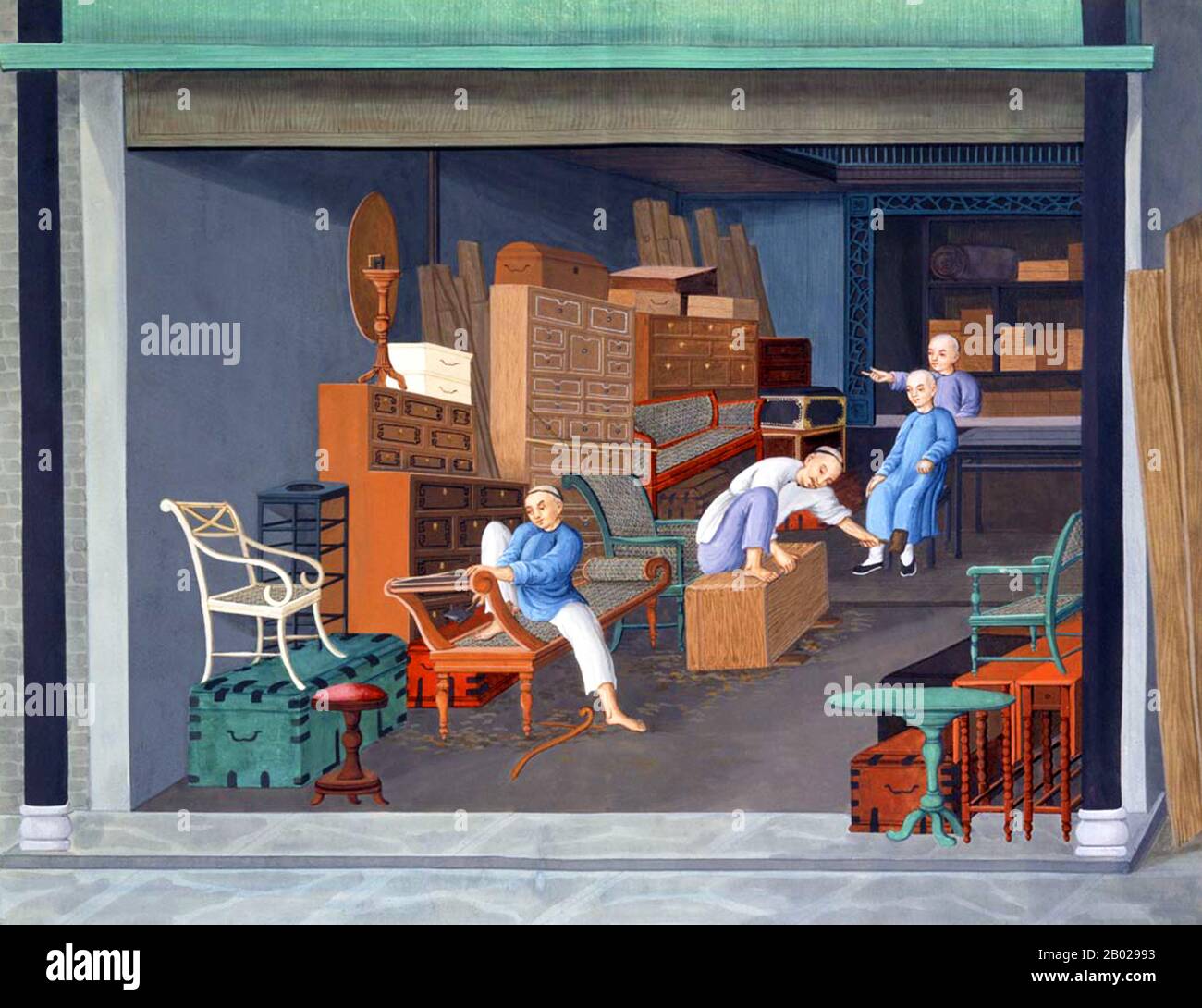 China: 'A Furniture Shop', Canton (Guangzhou). Watercolour gouache ...