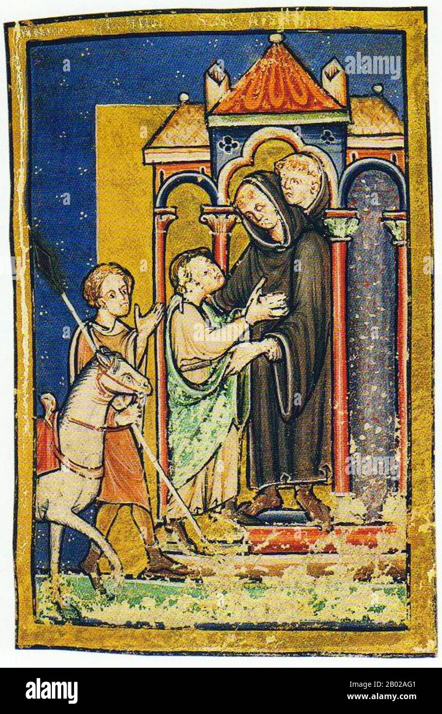 England/UK: St Cuthbert (c. 634 - 20 March 687 CE) meeting with Boisil ...