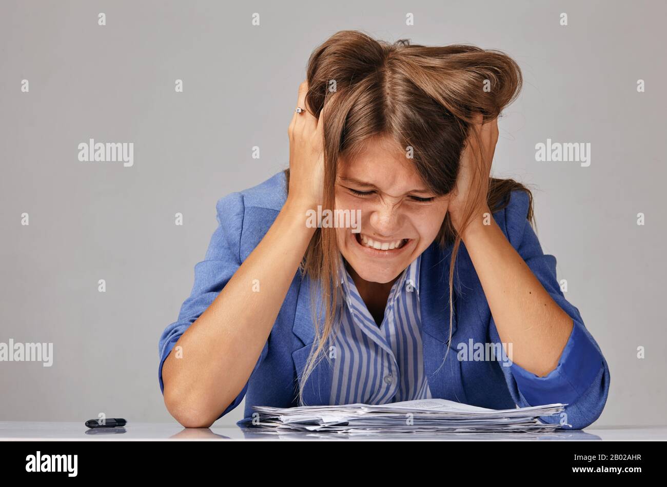 serious business woman nervous from work Stock Photo - Alamy
