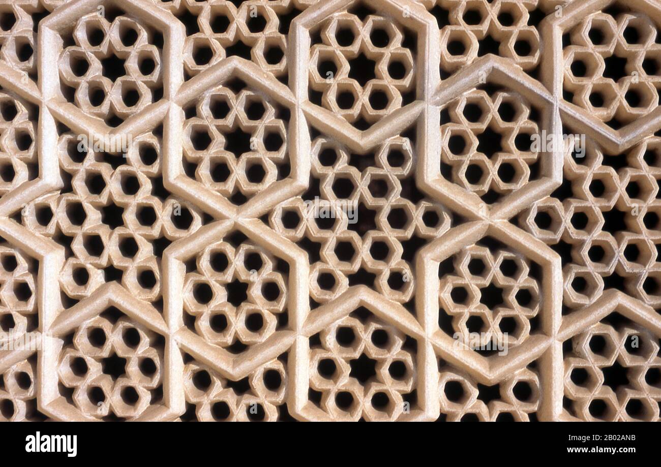 India: A jali or latticed stone screen in the tomb of I'timad-ud-Daulah ...