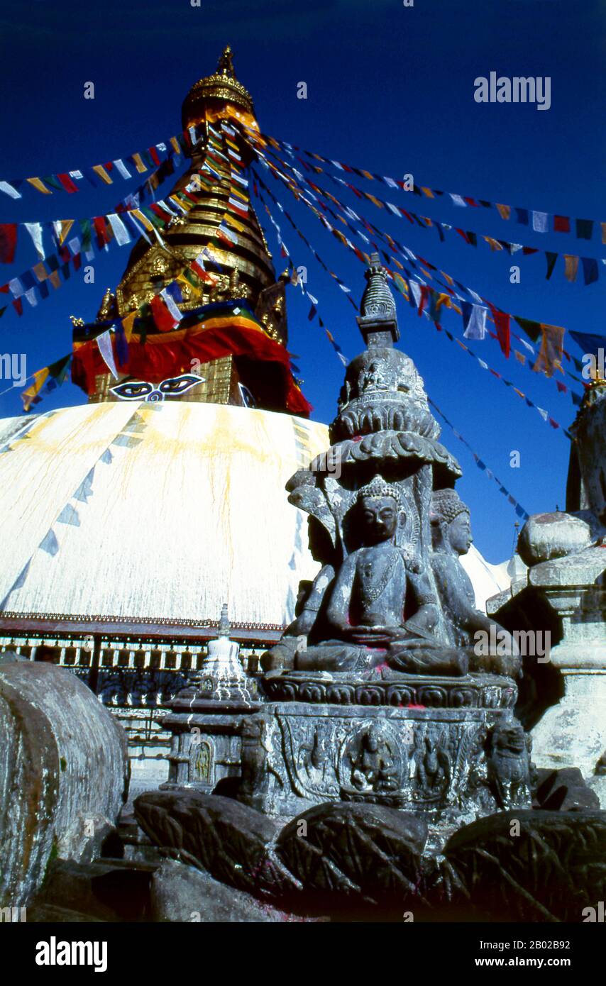 Nepal: The main chedi (stupa) at Swayambhunath (Monkey Temple ...