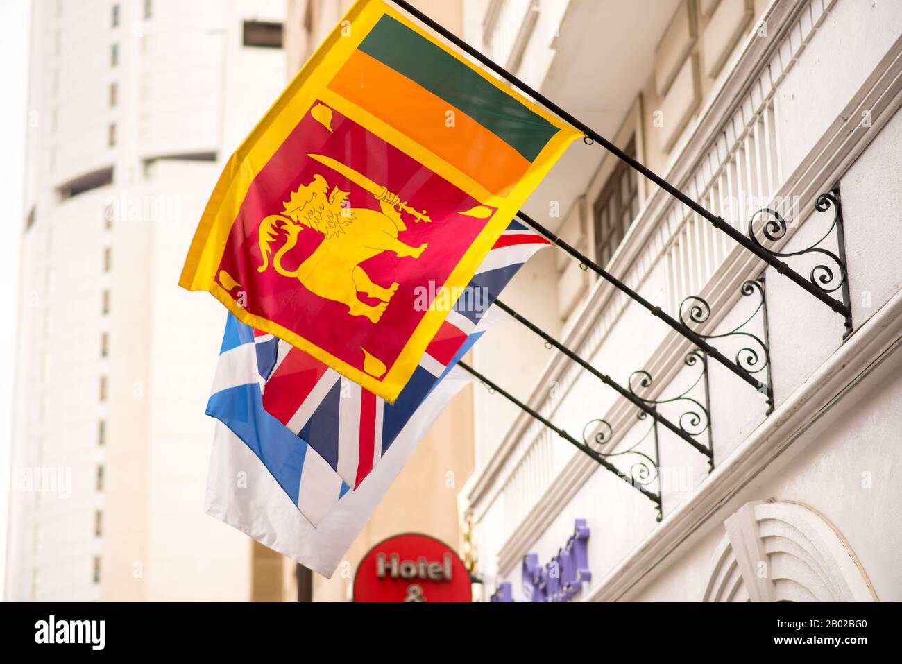 Colombo, Sri Lanka : 2019 NOV 26 : Flag of Sri Lanka in the capital of ...