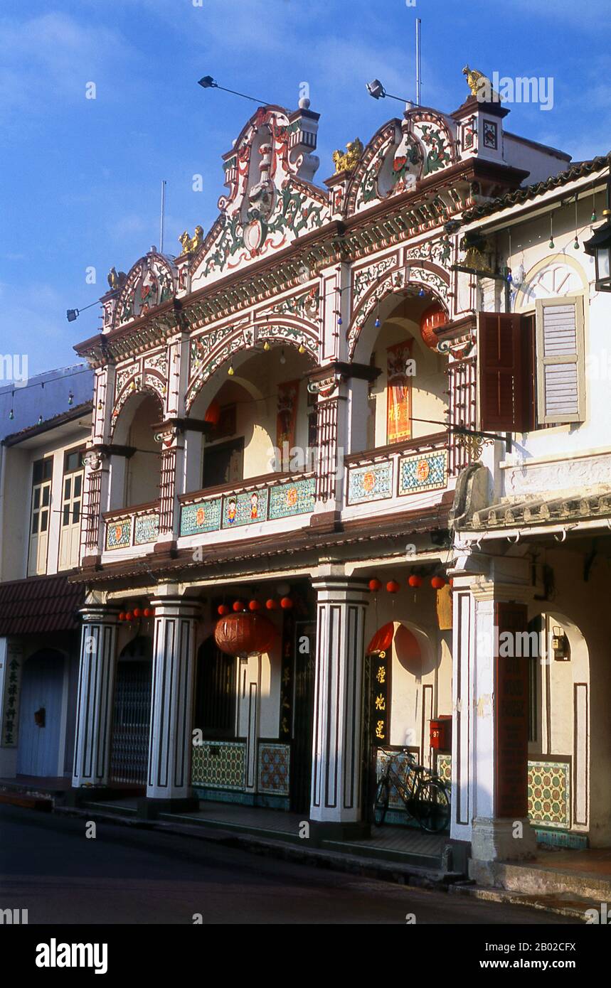 Malaysia: Traditional Peranakan housing, Malacca. Peranakan Chinese and Baba-Nyonya are terms ...