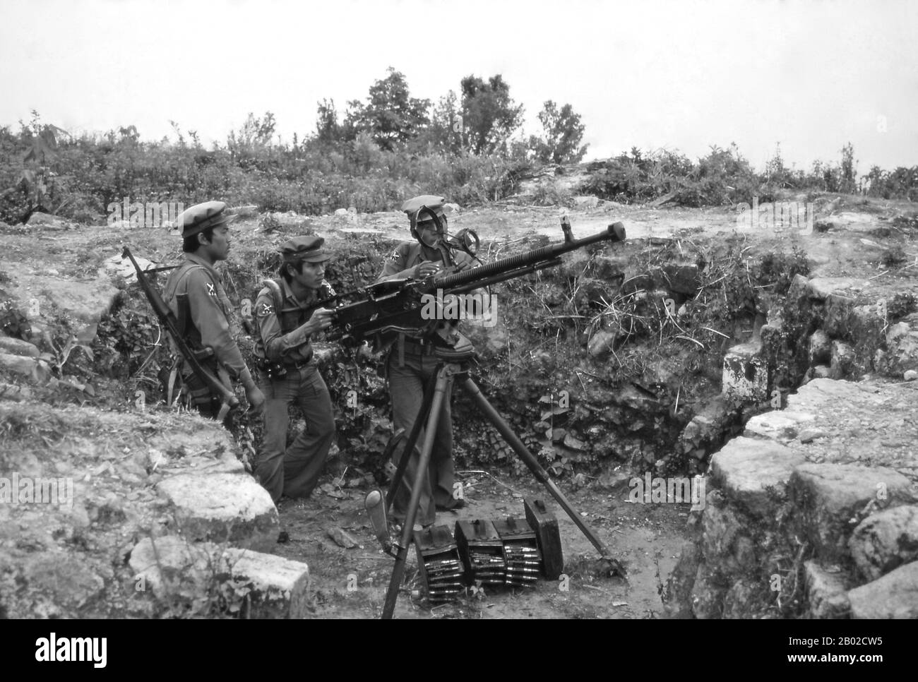 Burma/Myanmar: An anti-aircraft position at the KIA's headquarters at ...