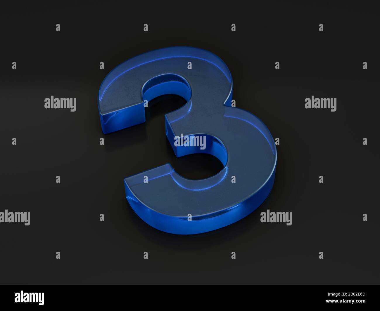 Glass number three on black background. 3d illustration Stock Photo - Alamy