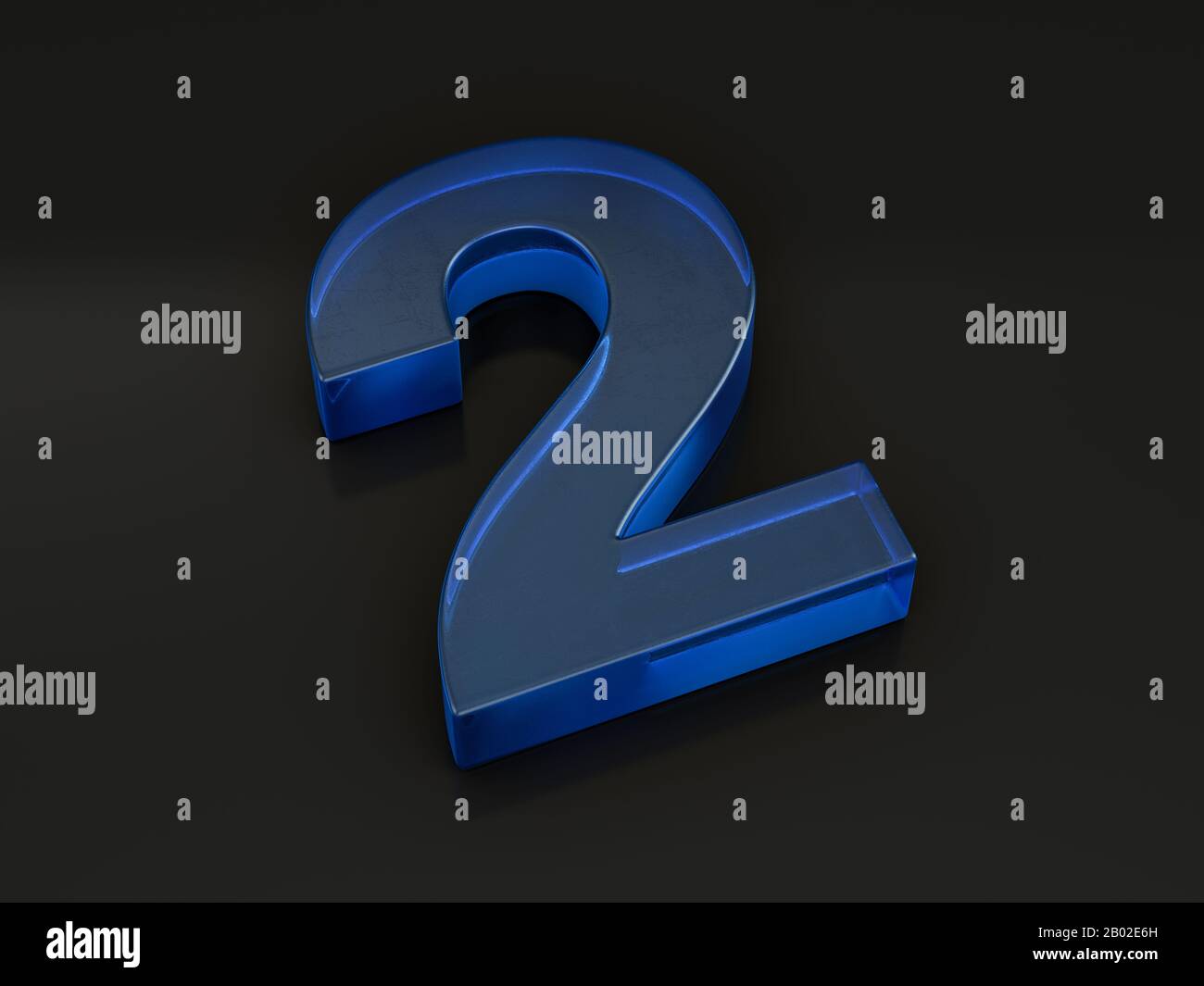 Glass number two on black background. 3d illustration Stock Photo - Alamy