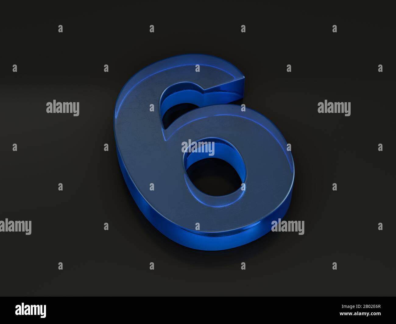 Glass number six on black background. 3d illustration Stock Photo - Alamy