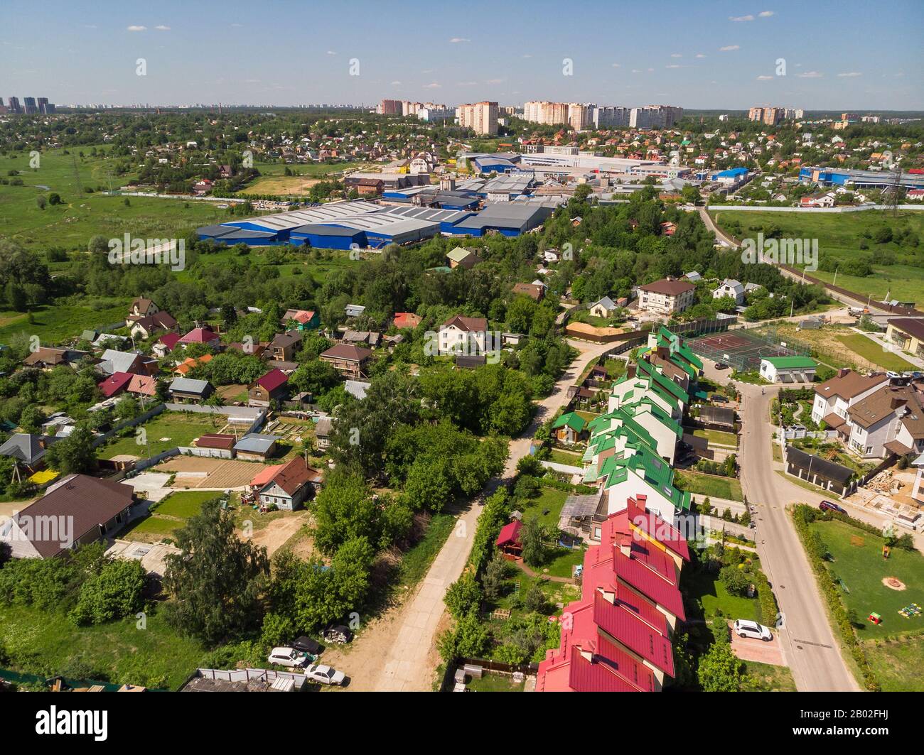 Modern low-rise houses in a village in the Moscow suburbs, Russia Stock ...