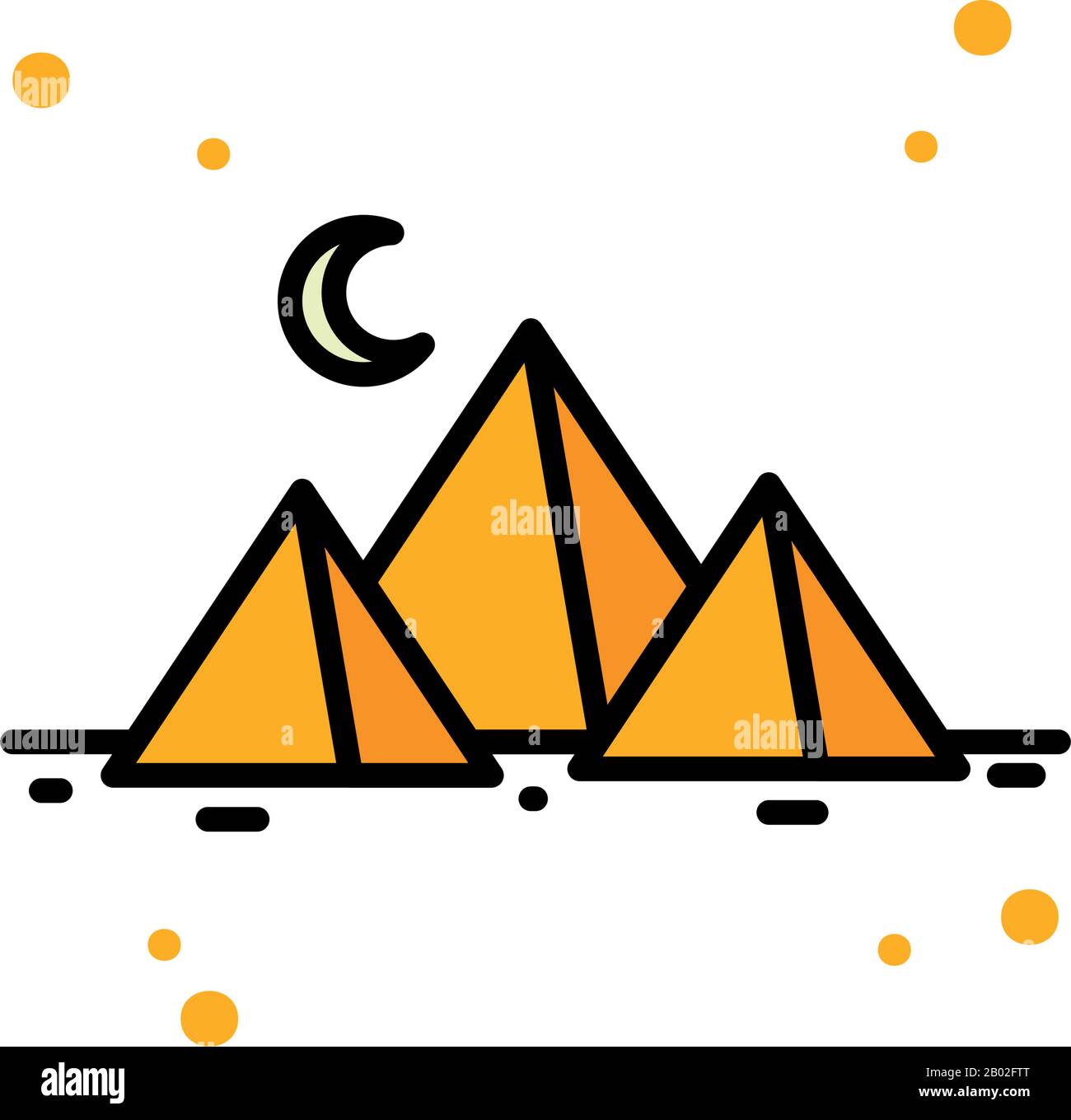 Ramadan moon and pyramids line and fill style icon design, Islamic ...