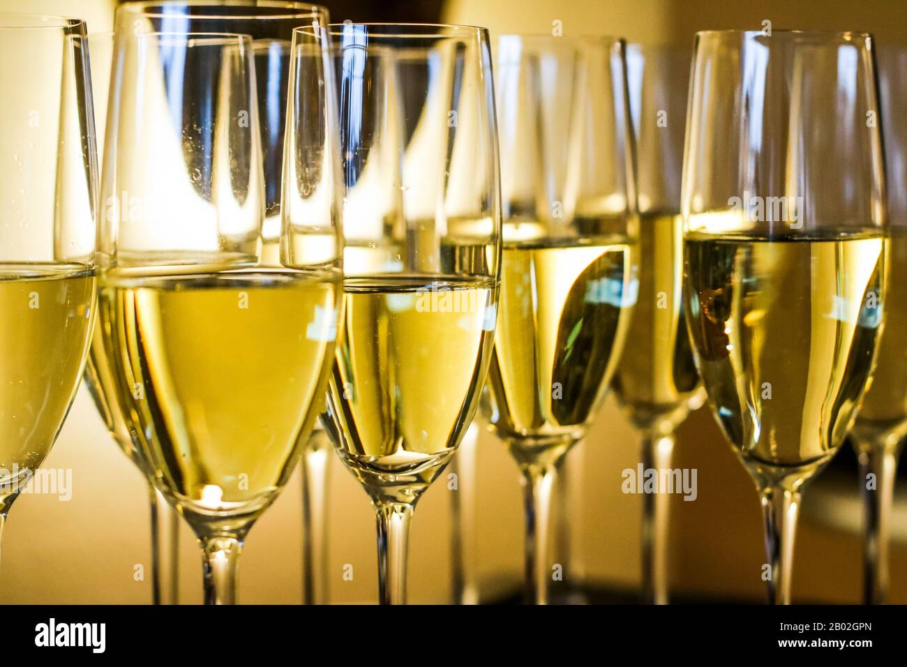 Drinks, celebration and luxury concept - Glasses of champagne and ...