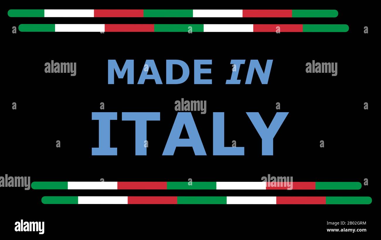 Illustration with slogan text "Made in Italy" with frame on minimal ...