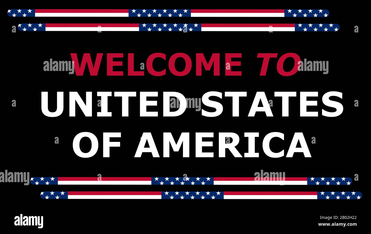 Illustration with slogan text "Welcome to United States of America ...