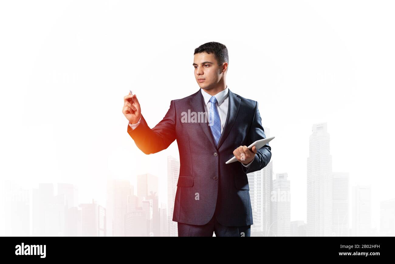 Front view of man in business suit and tie Stock Photo - Alamy