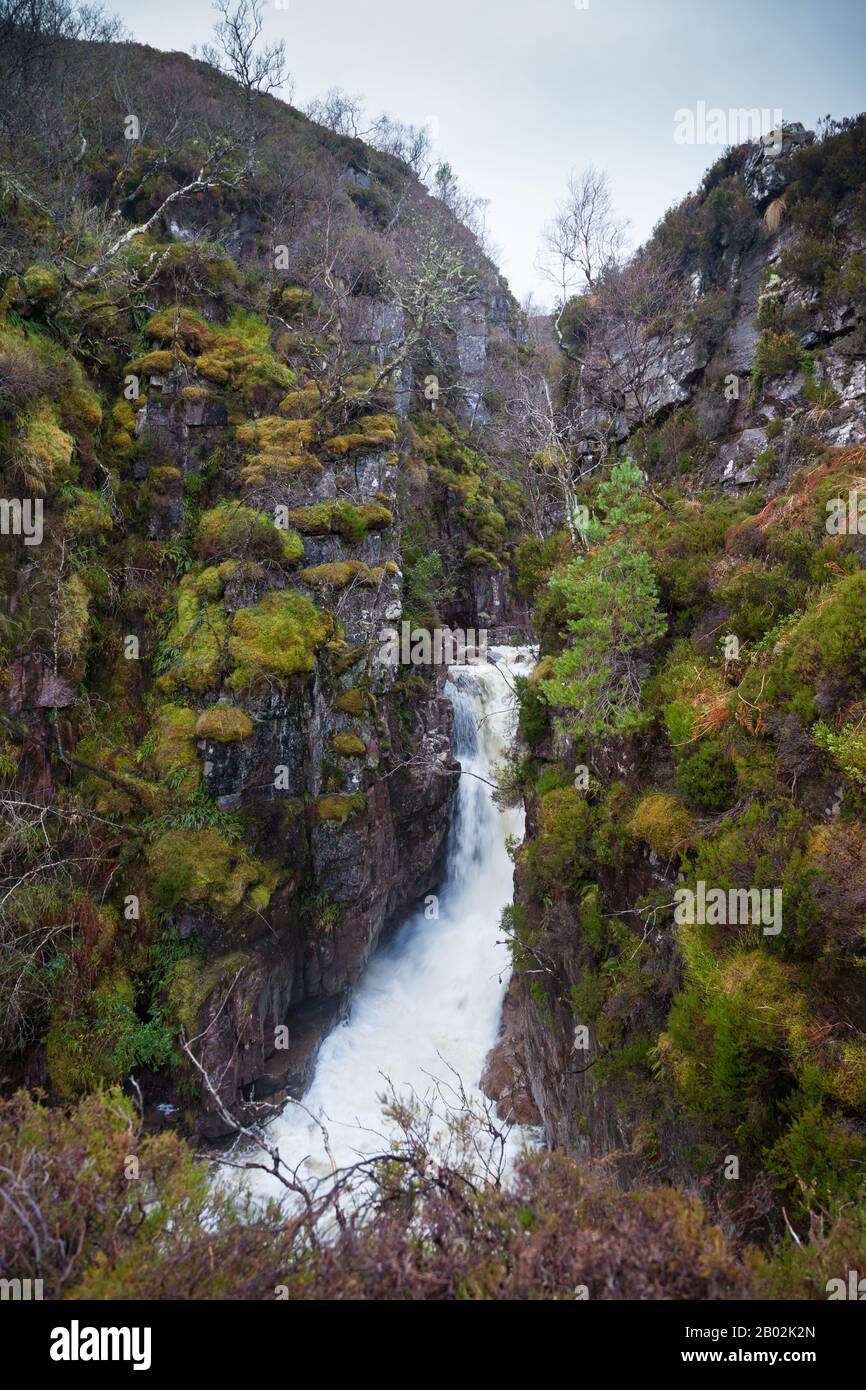 The Ardessie waterfalls near Little Loch Broom Scottish Highlands Stock ...