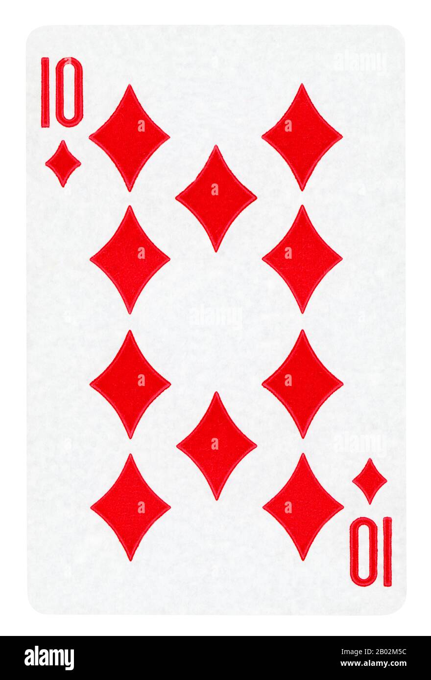 Ten of Diamonds Vintage playing card - isolated on white (clipping path ...